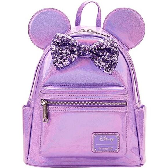 Bags | Loungefly Disneyminnie Mouse Purple Holographic Sequin ...